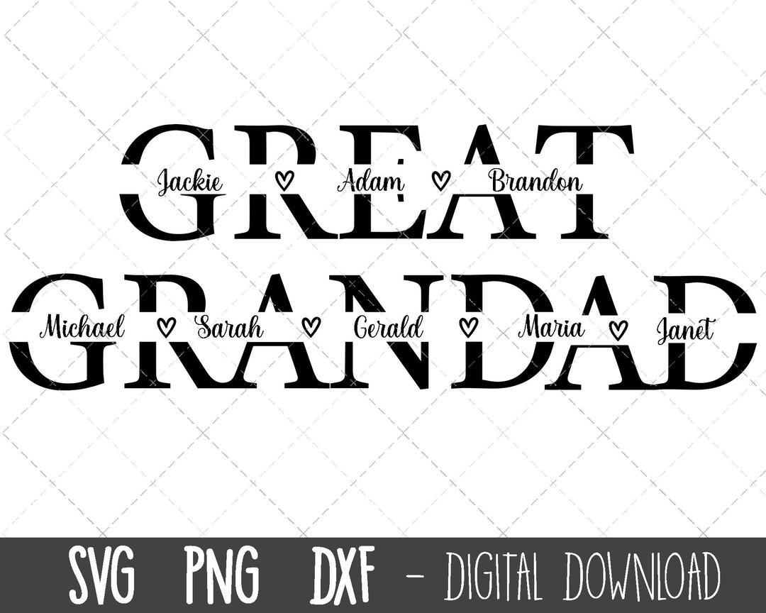 Great Grandad SVG, Grandad Svg, Grandfather Split Name Frame Svg ...