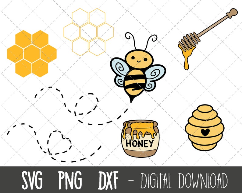 Bee Svg Bundle, Bee SVG, Honey Pot SVG, Bee Clipart Bundle, Honeycomb ...