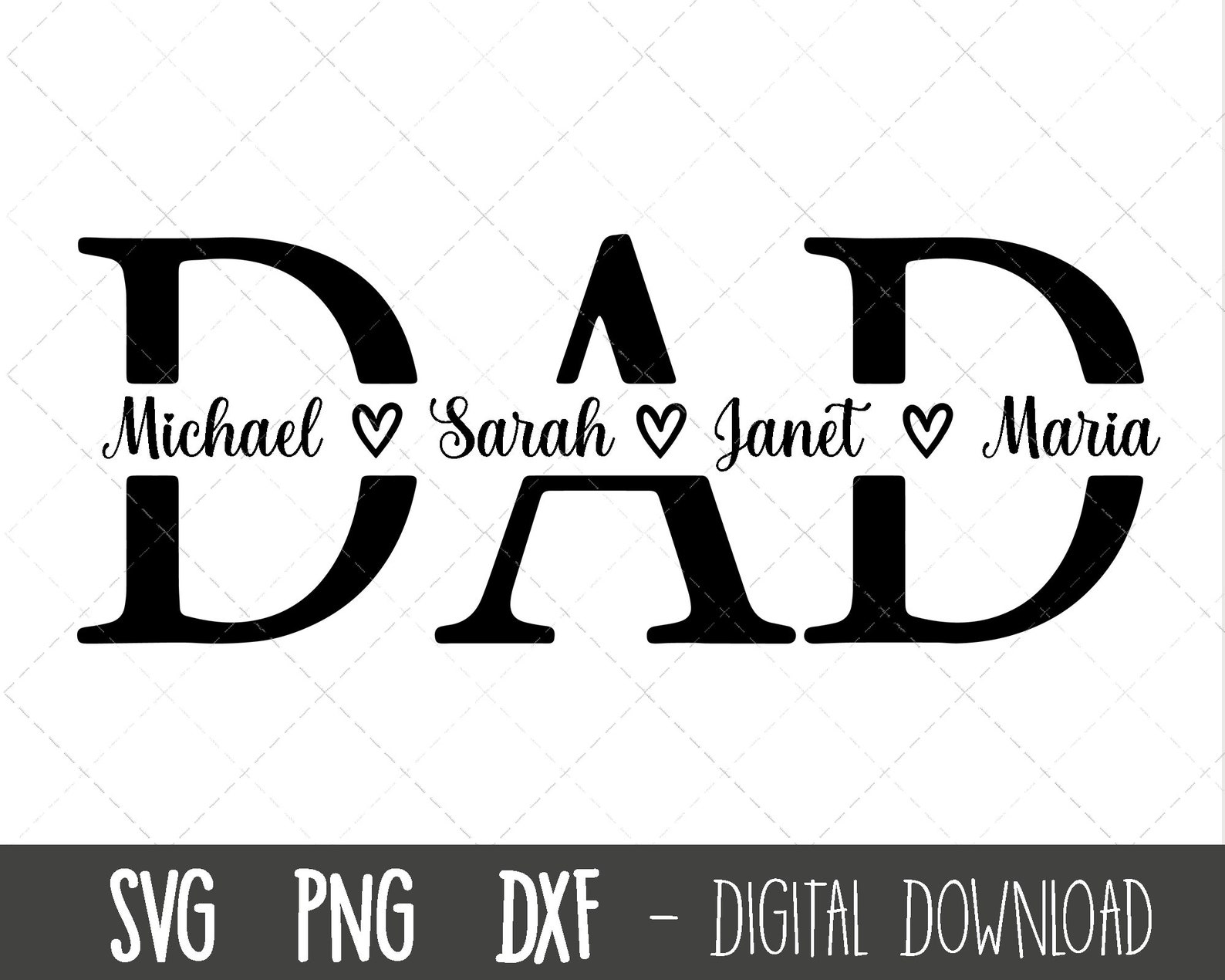 Dad SVG Father Svg Father's Day SVG Dad Split Name - Etsy UK