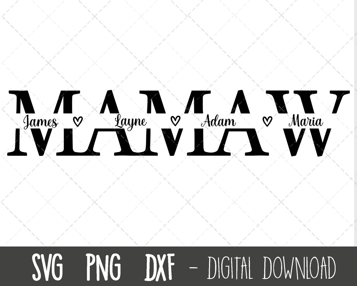 Mamaw SVG, Grandma Svg, Mamaw Split Name Frame Cut File, Mamaw Clipart ...