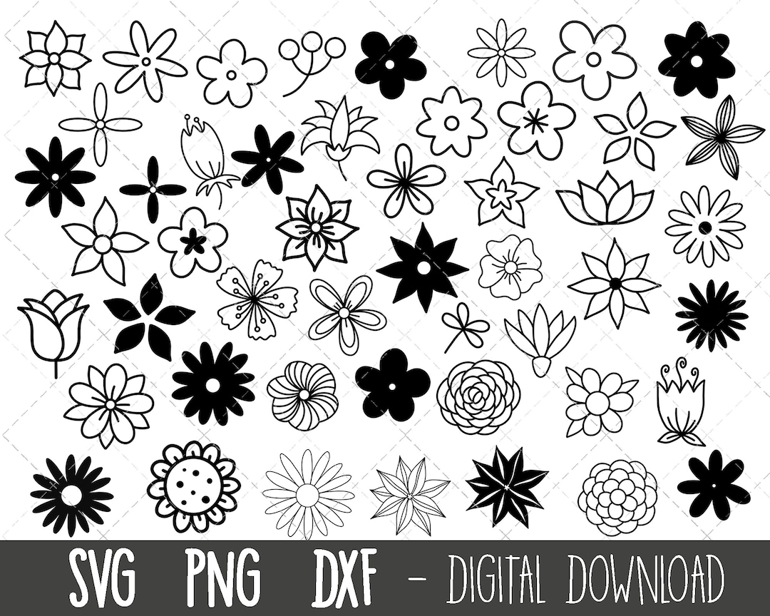 Flower SVG Bundle, Flower Svg, Flower Clipart, Rose Svg, Daisy Svg ...