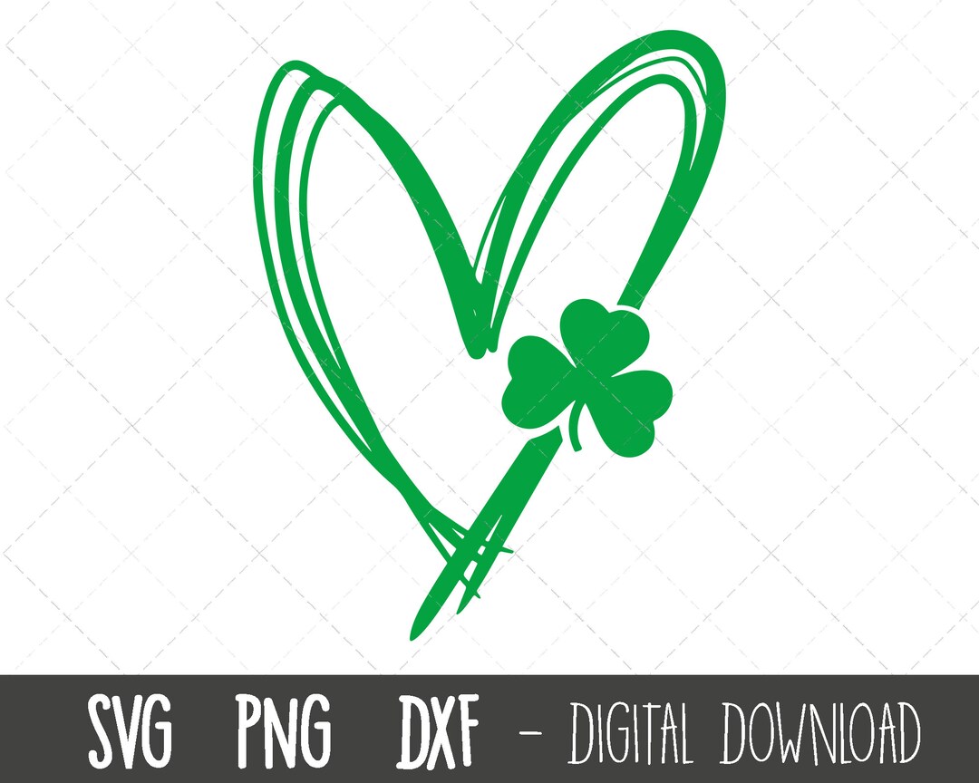 St. Patrick's Day Heart Svg, Shamrock Svg, Heart Svg, Shamrock Png ...