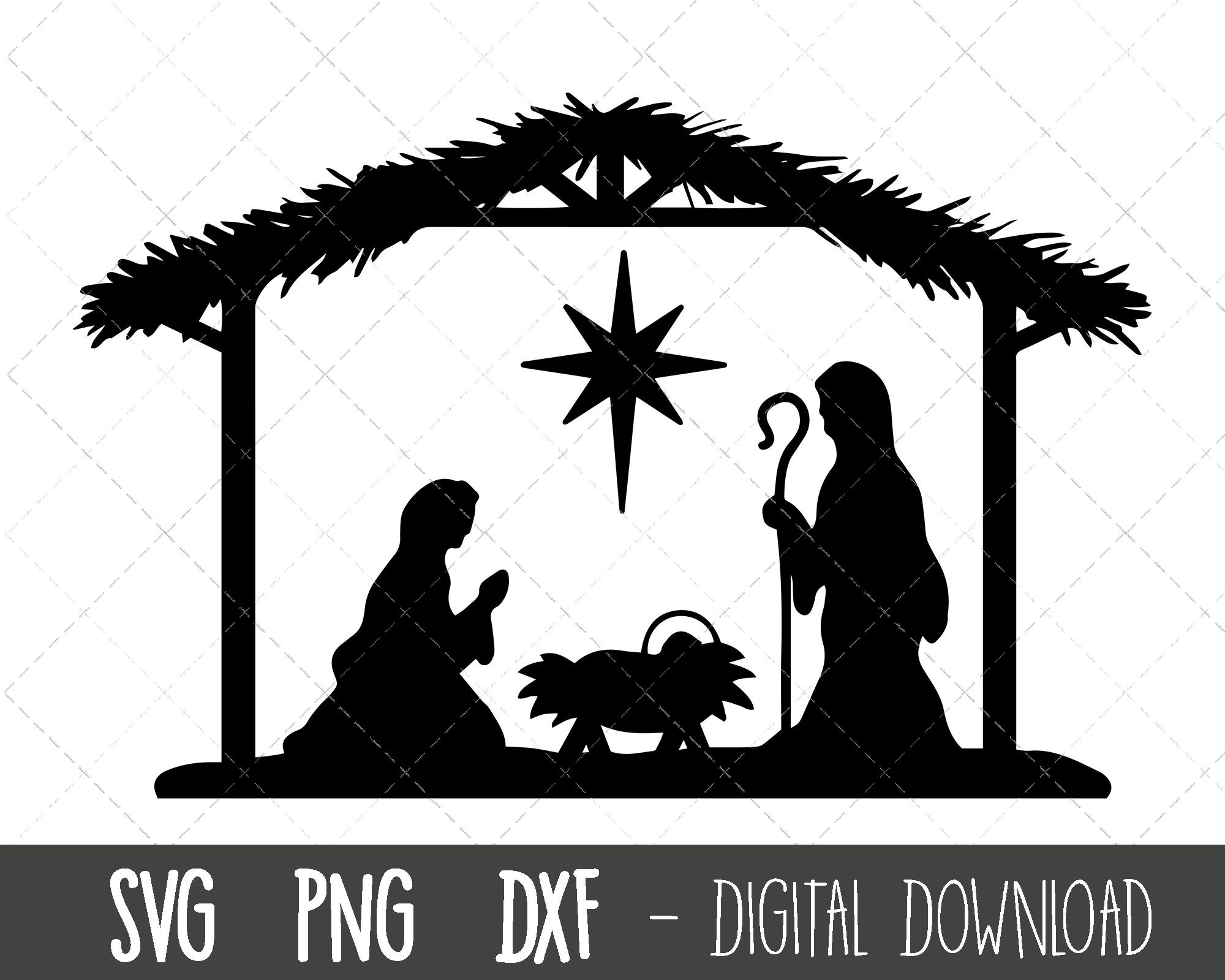 Nativity Scene Clipart Black And White