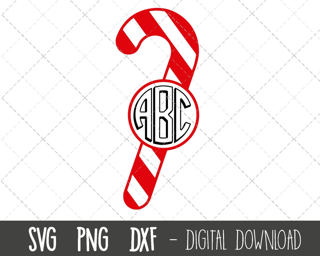 Candy Cane SVG, Christmas Svg, Candy Cane Monogram Clipart, Christmas ...