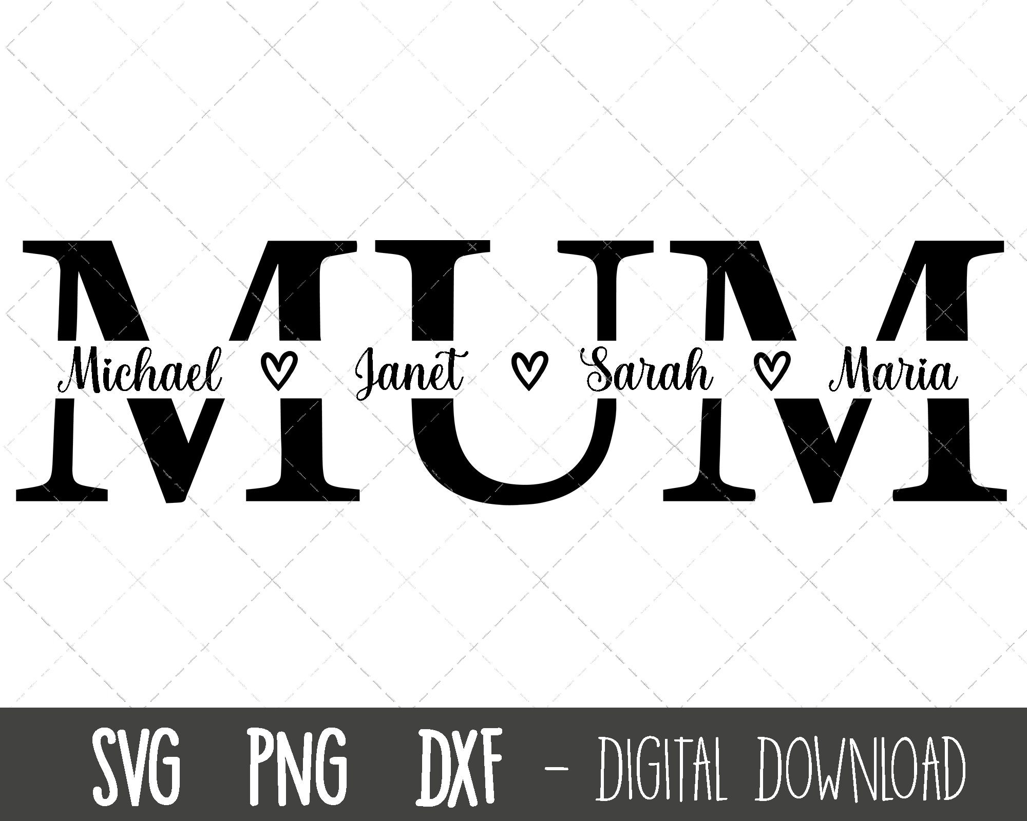 Mum SVG Mother Svg Mother's Day SVG Mum Split Name - Etsy Australia