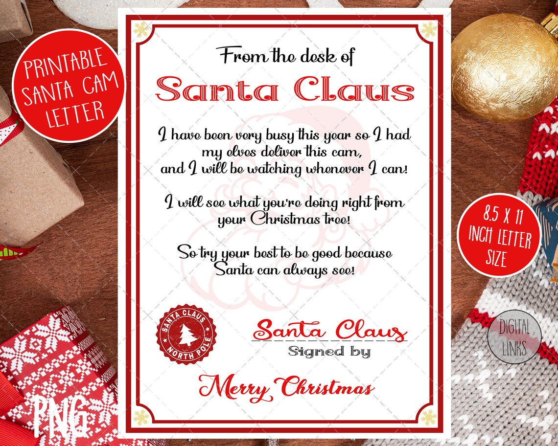 Santa Cam Letter Printable Santa Cam Letter Printable Santa - Etsy