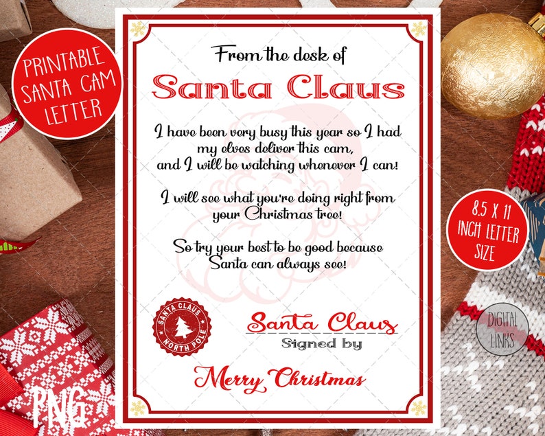 Santa Cam Letter Printable Santa Cam Letter Printable Santa - Etsy