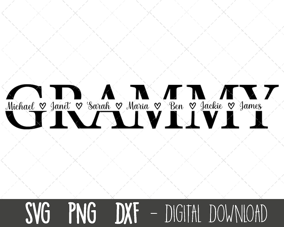 Grammy SVG, Grandmother Svg, Grandma Split Name Frame Svg, Granny Svg ...