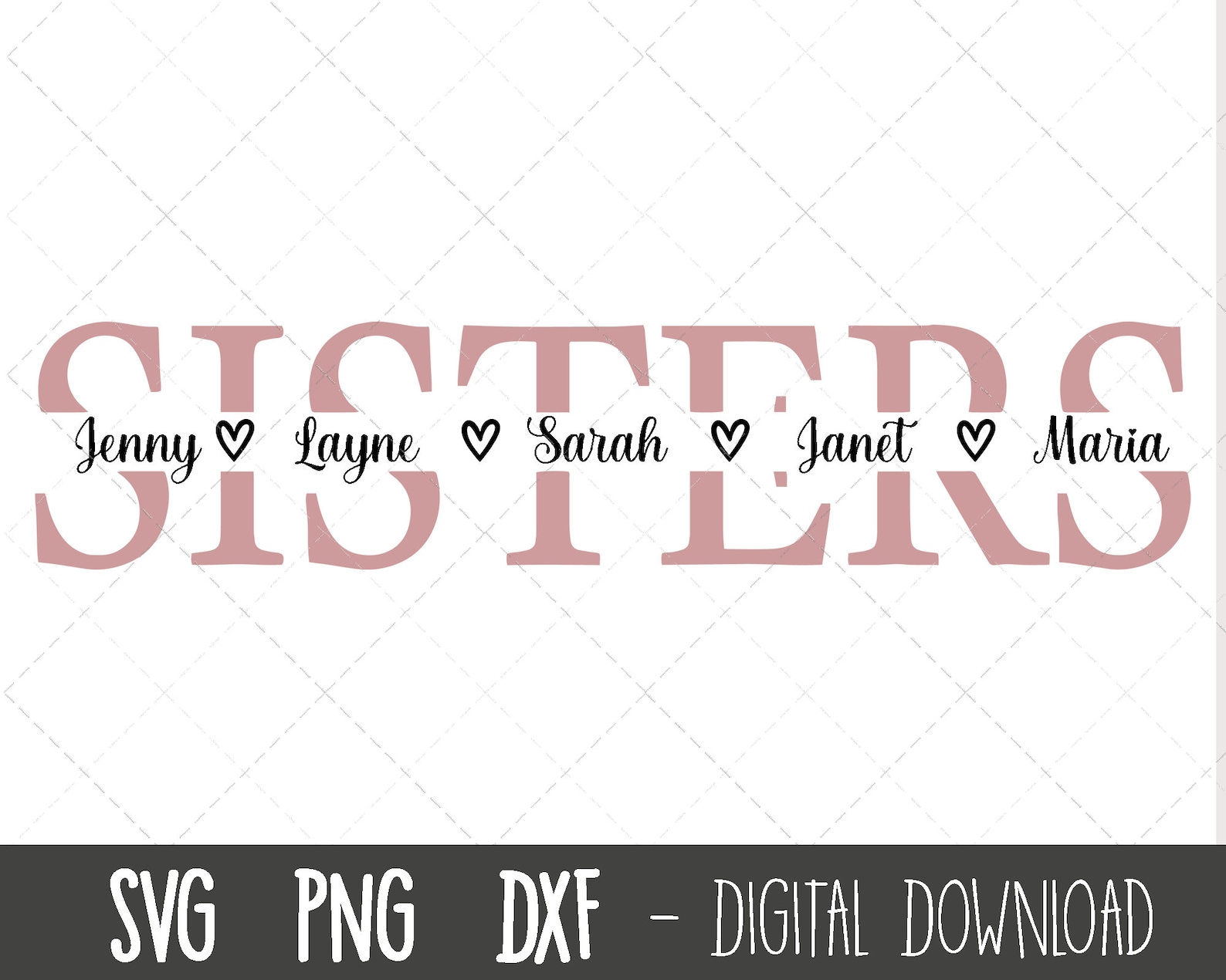 Sister SVG, Sibling Svg, Sister Split Name Frame Svg, Sister Cut File ...