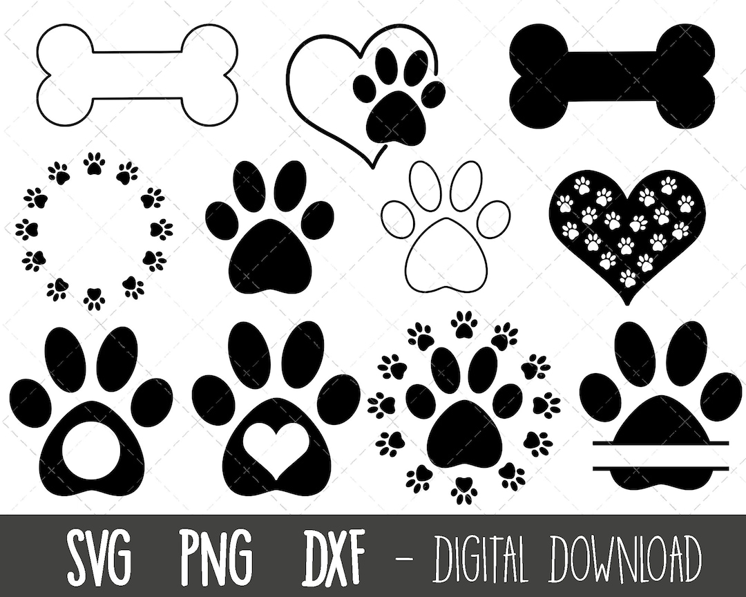 Paw Print SVG, Dog Svg Bundle, Dog Bone Svg, Dog Paw Print Clipart, Dog ...