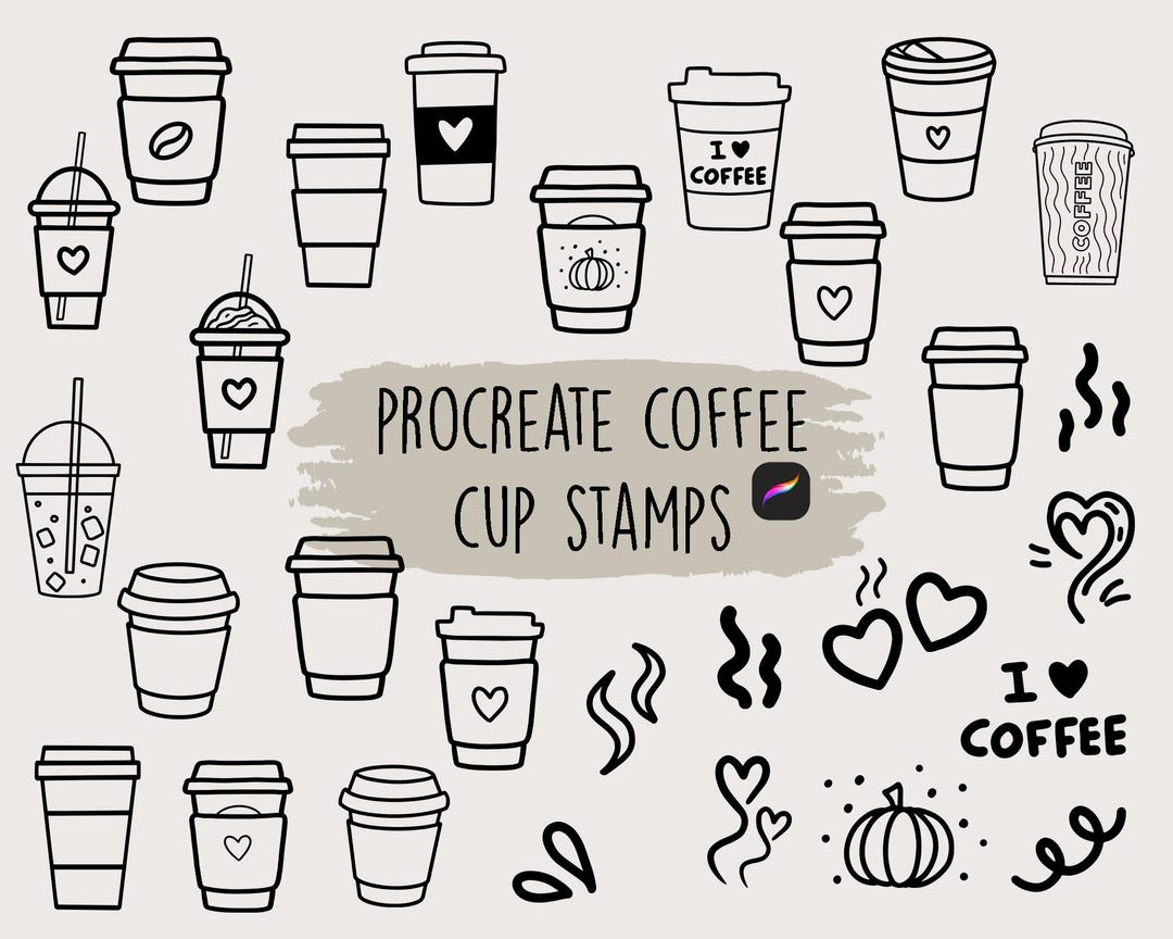 Procreate Coffee Cup Stamps, Procreate Stamp Set, Procreate Coffee ...