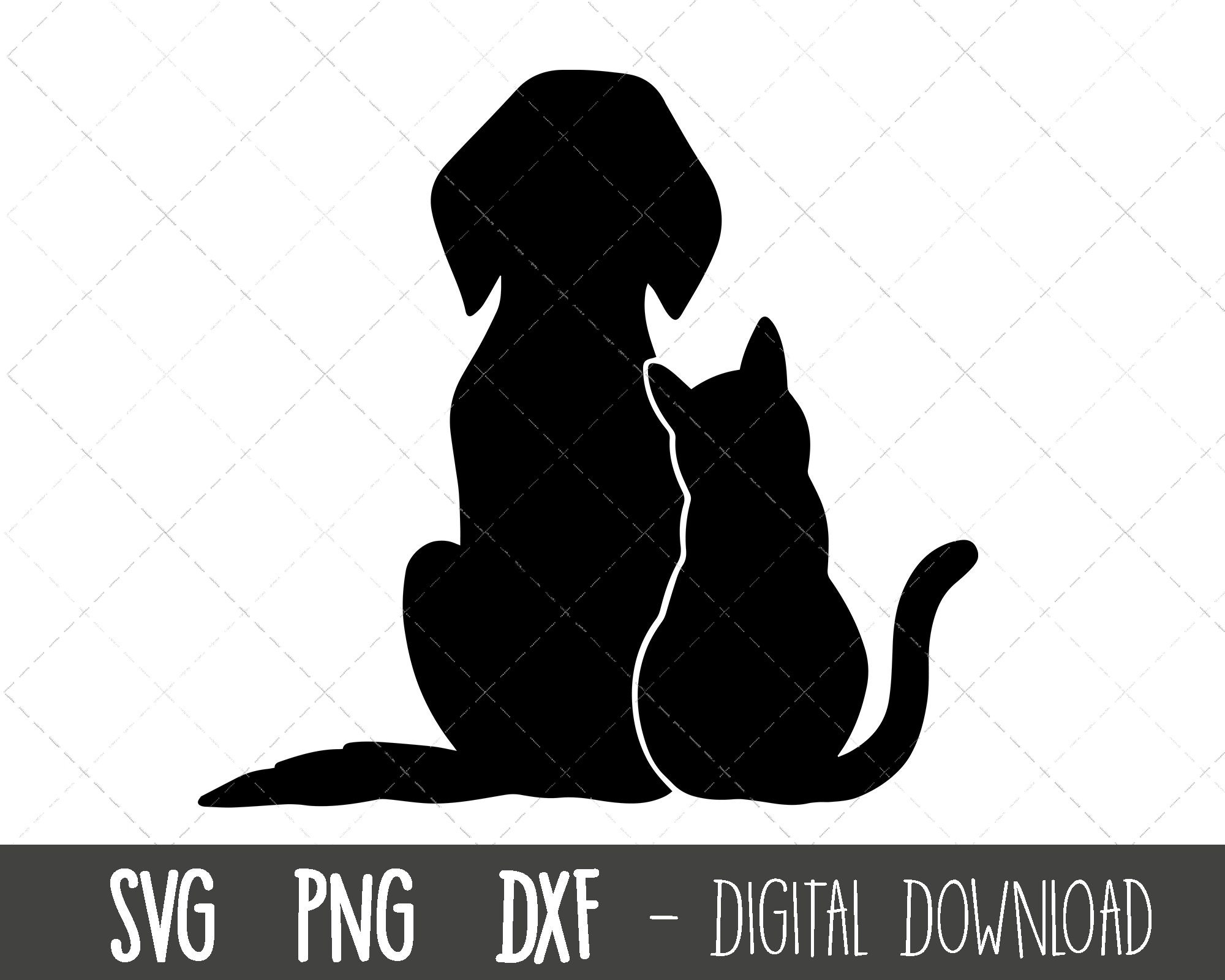 Dog and Cat Silhouette SVG, Dog Cat Outline Png, Dog and Cat Clipart ...
