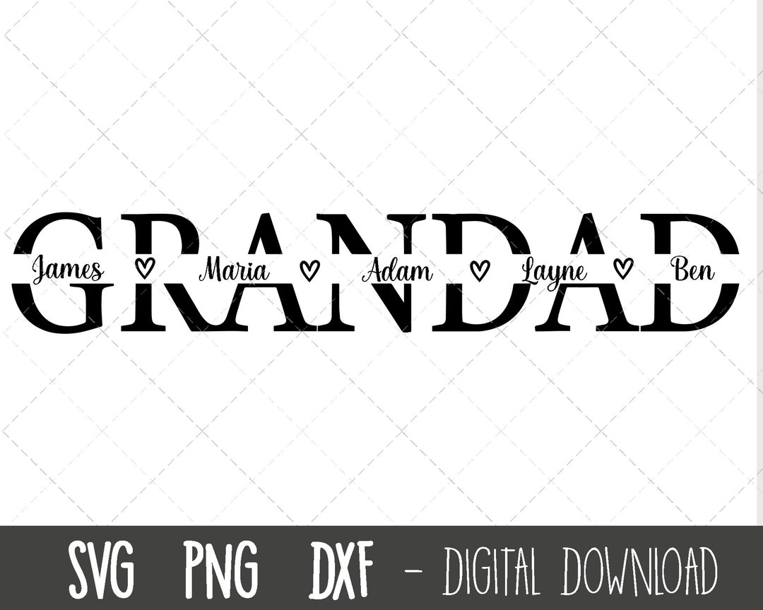 Grandad SVG, Grandfather Svg, Grandad Split Name Frame Svg, Grandad Svg ...