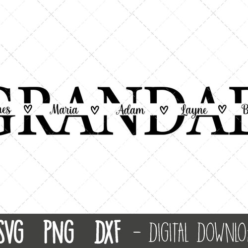 Grandpa SVG Grandfather Svg Grandpa Split Name Frame Svg - Etsy