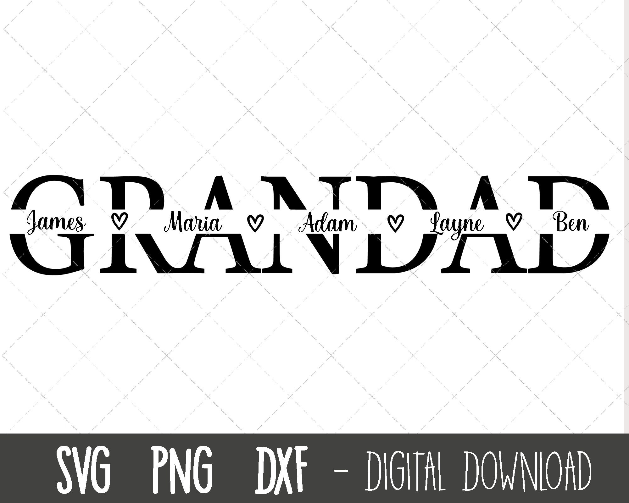 Grandad SVG Grandfather Svg Grandad Split Name Frame Svg - Etsy UK