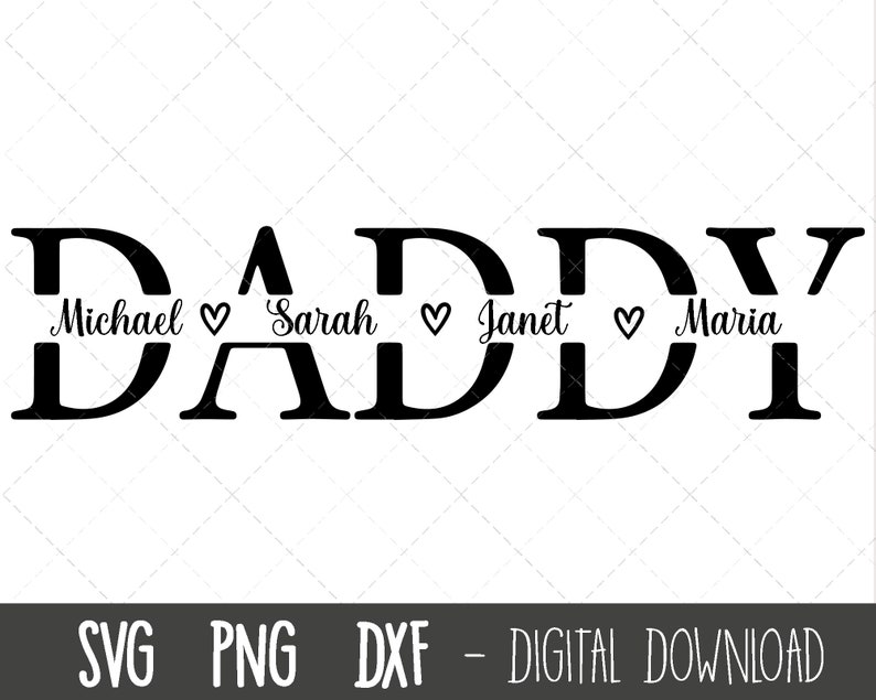 Daddy SVG, Father Svg, Father's Day SVG, Daddy Split Name Frame Svg ...