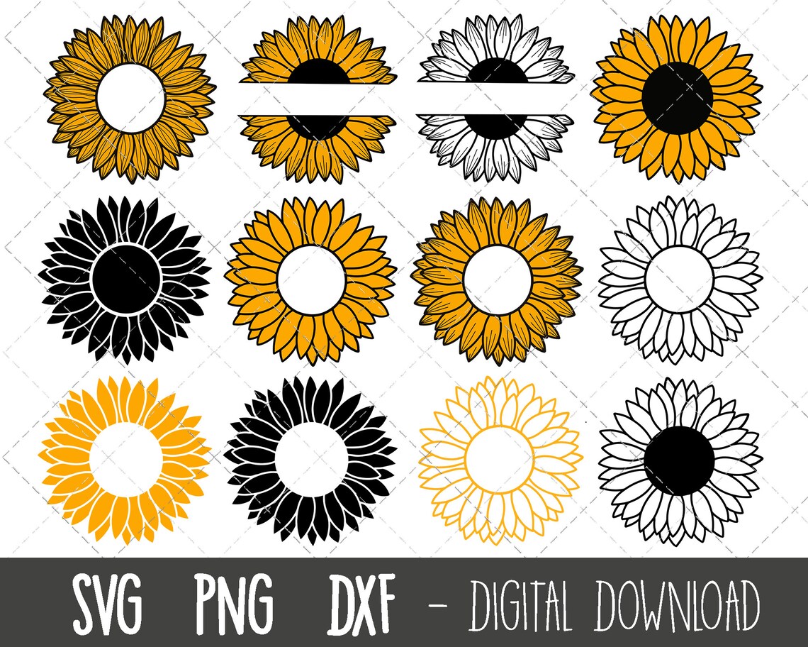 Sunflower SVG Bundle Sunflower Monogram Svg Sunflower | Etsy