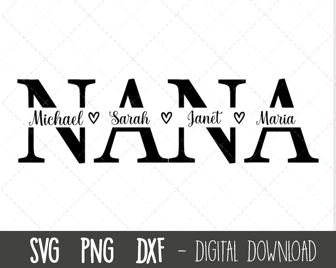 Nana Svg Grandmother Svg Nana Split Name Frame Svg Grandma Svg Nana