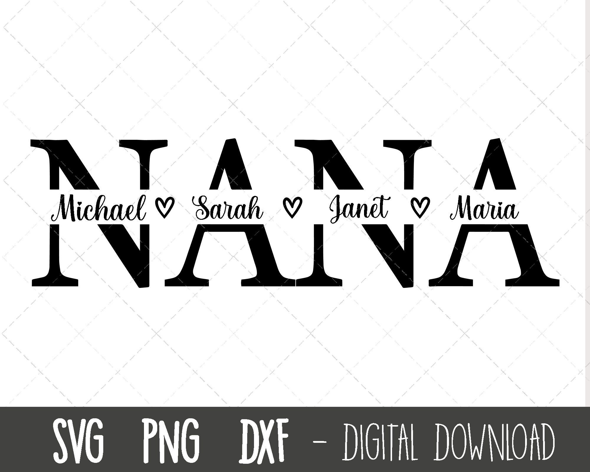 Nana SVG Grandmother Svg Nana Split Name Frame Svg Grandma | Etsy UK