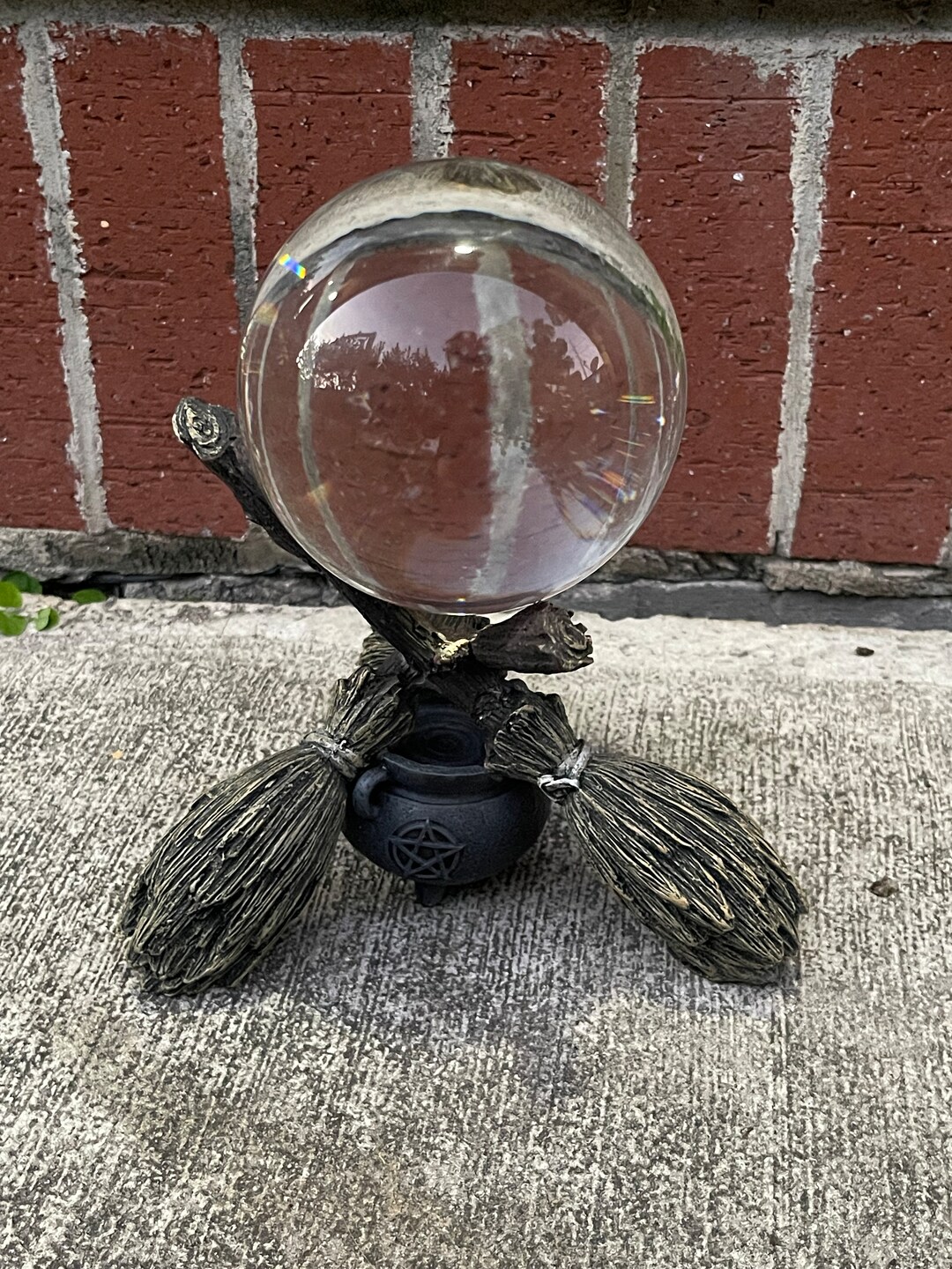 Crystal Ball on Cauldron Broom - Etsy