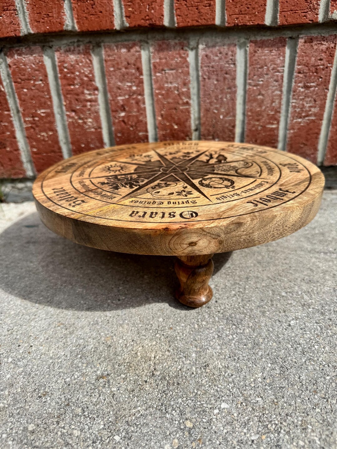 Wood Altar Table 12" Round Wheel of the Year With Pentagram - Etsy