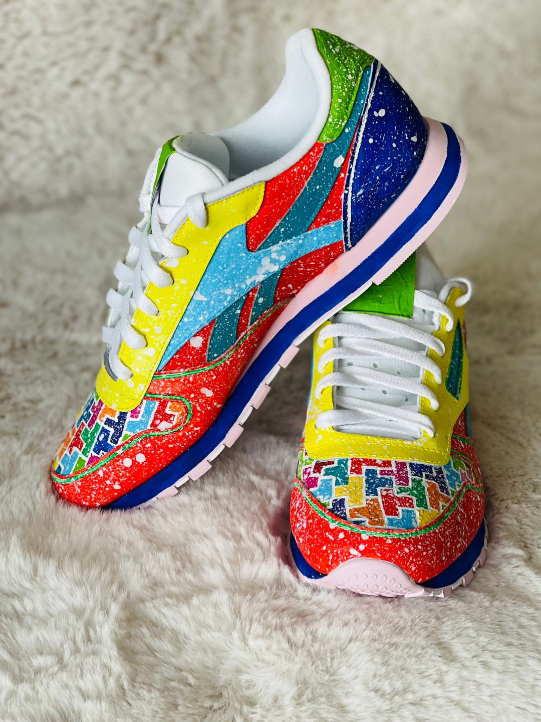 Hand Painted Splattered Reebok. - Etsy