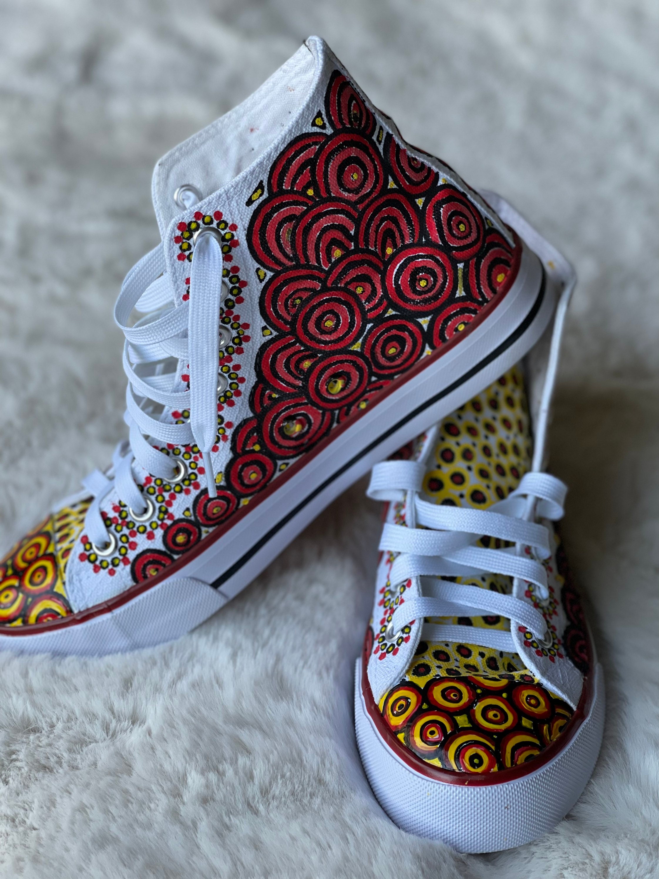 Hand Embroidered High Top Sneakers With Painting on Inside. - Etsy