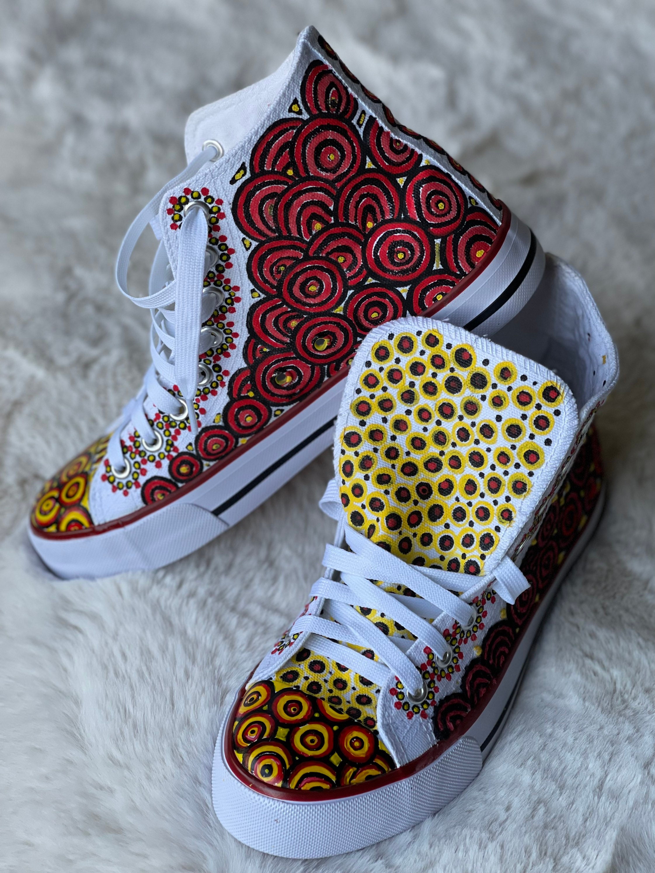 Hand Embroidered High Top Sneakers With Painting on Inside. - Etsy