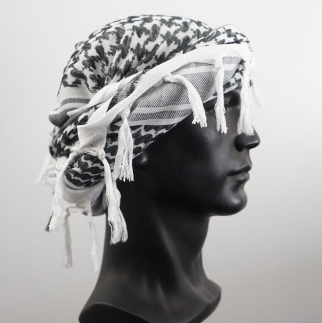 White Black Turban for Men Men Halo Headwraps With Tassel Durag Turban ...