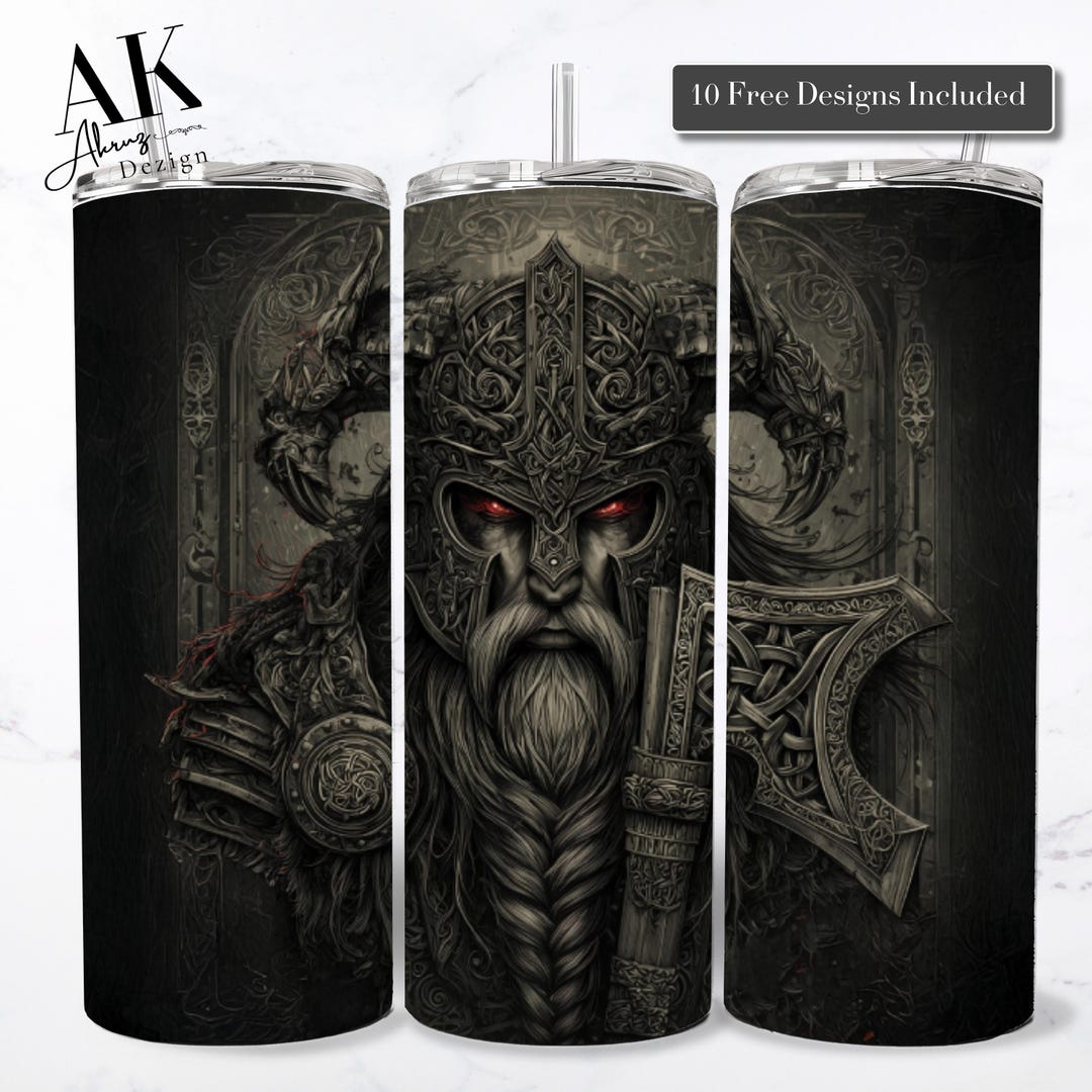 Viking Warrior Portrait | 20oz Skinny Tumbler Wrap | Digital Download ...