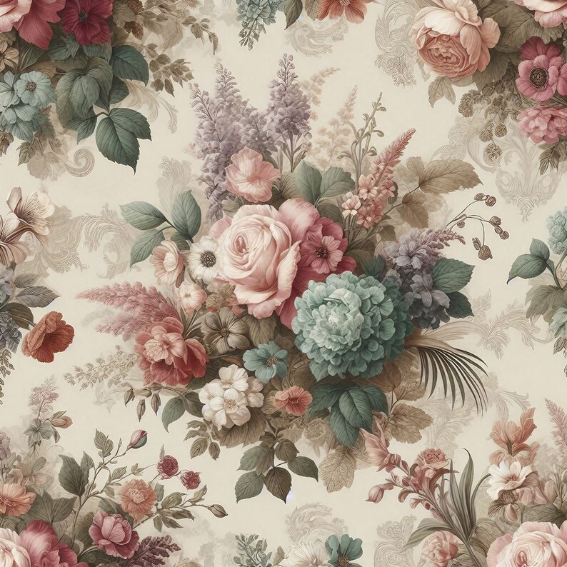 Victorian and Regency Era Inspired Digital Paper, Seamless Collage ...