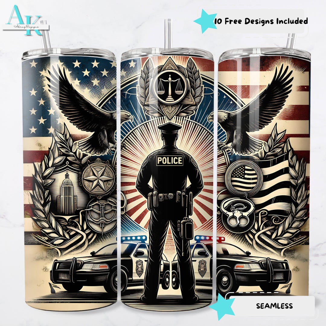 Police Patriotic USA | Thin Blue Line First Responder | 20oz Skinny ...