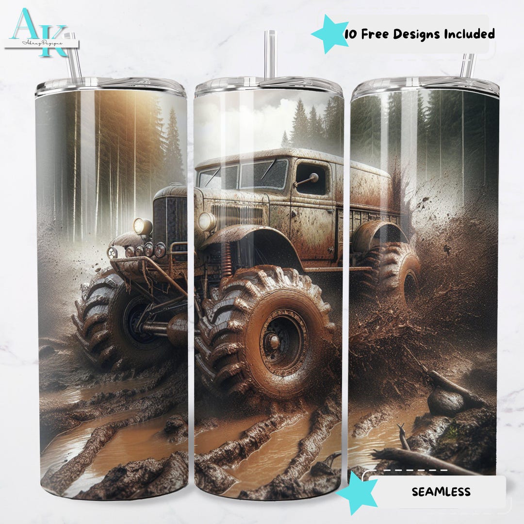 Off Road Tumbler Tire Track PNG Dirty Tumbler Checkered Wrap 20oz ...