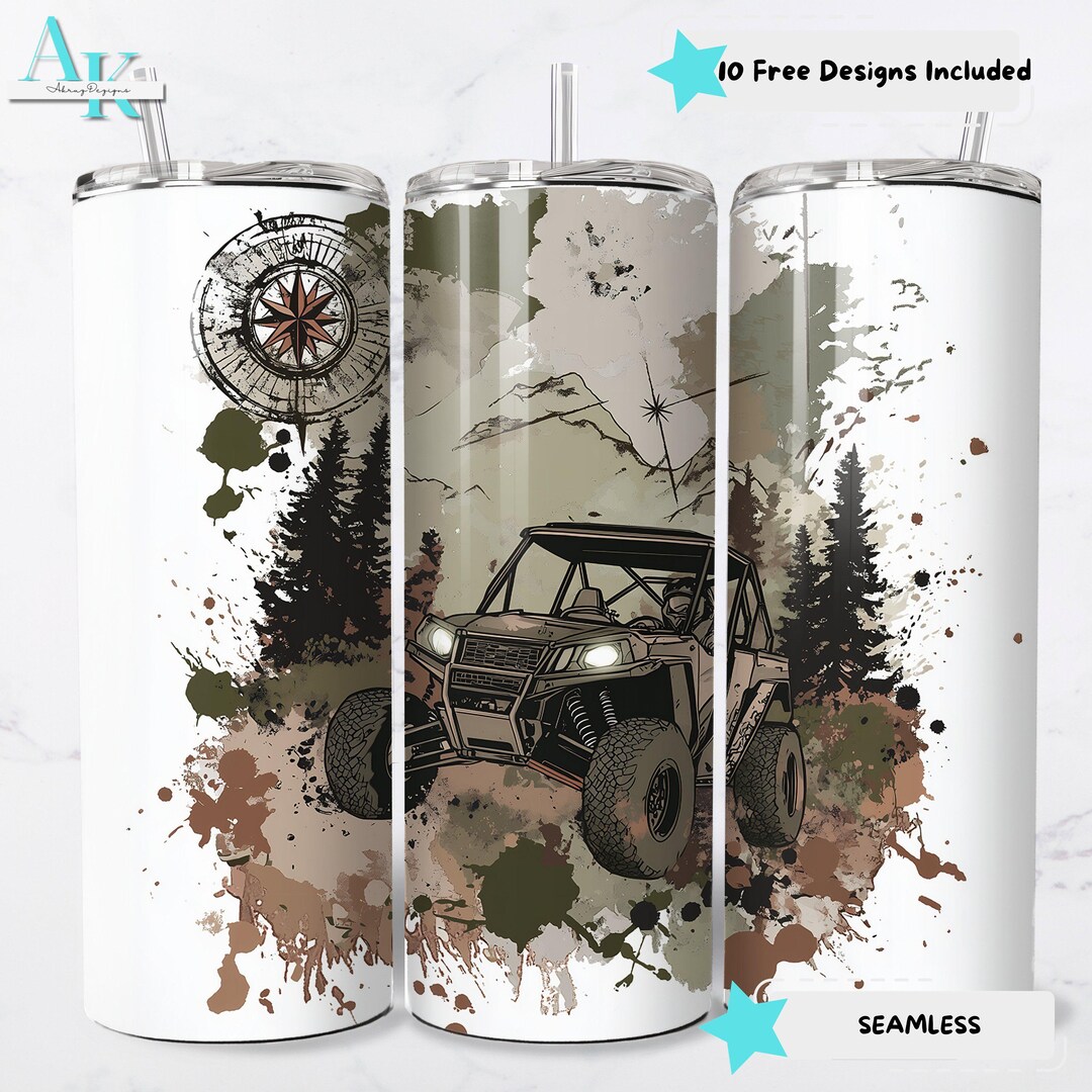 Off Road Vehicle 20oz Sublimation Tumbler Wrap, Compass Design, Tumbler ...