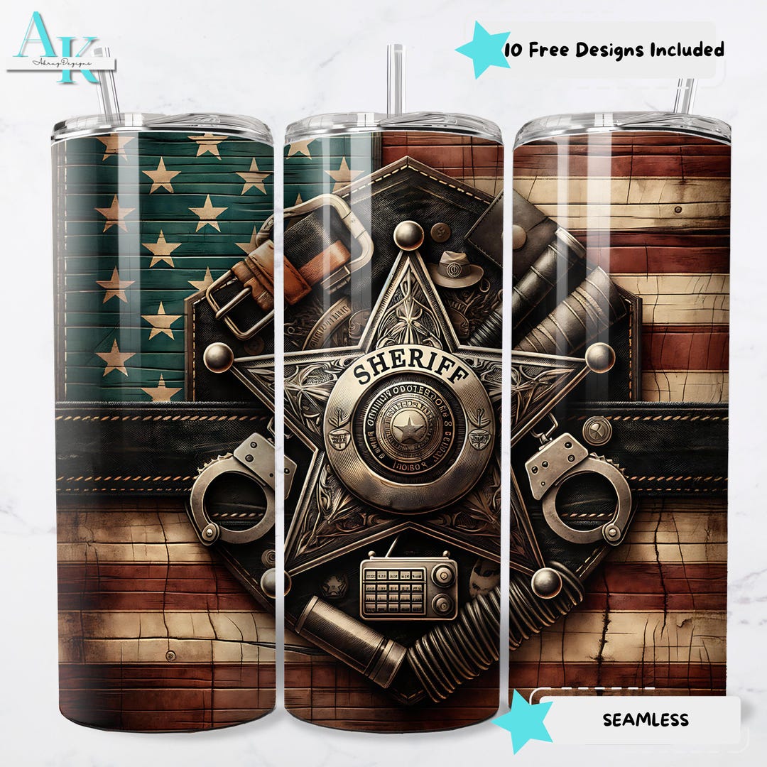 Sheriff Tumbler Wrap PNG | Police Law Enforcement 20oz Skinny Tumbler ...