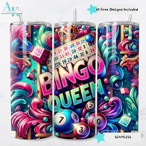 Bingo Queen Tumbler Wrap PNG | Lucky Numbers Sublimation (digital ...