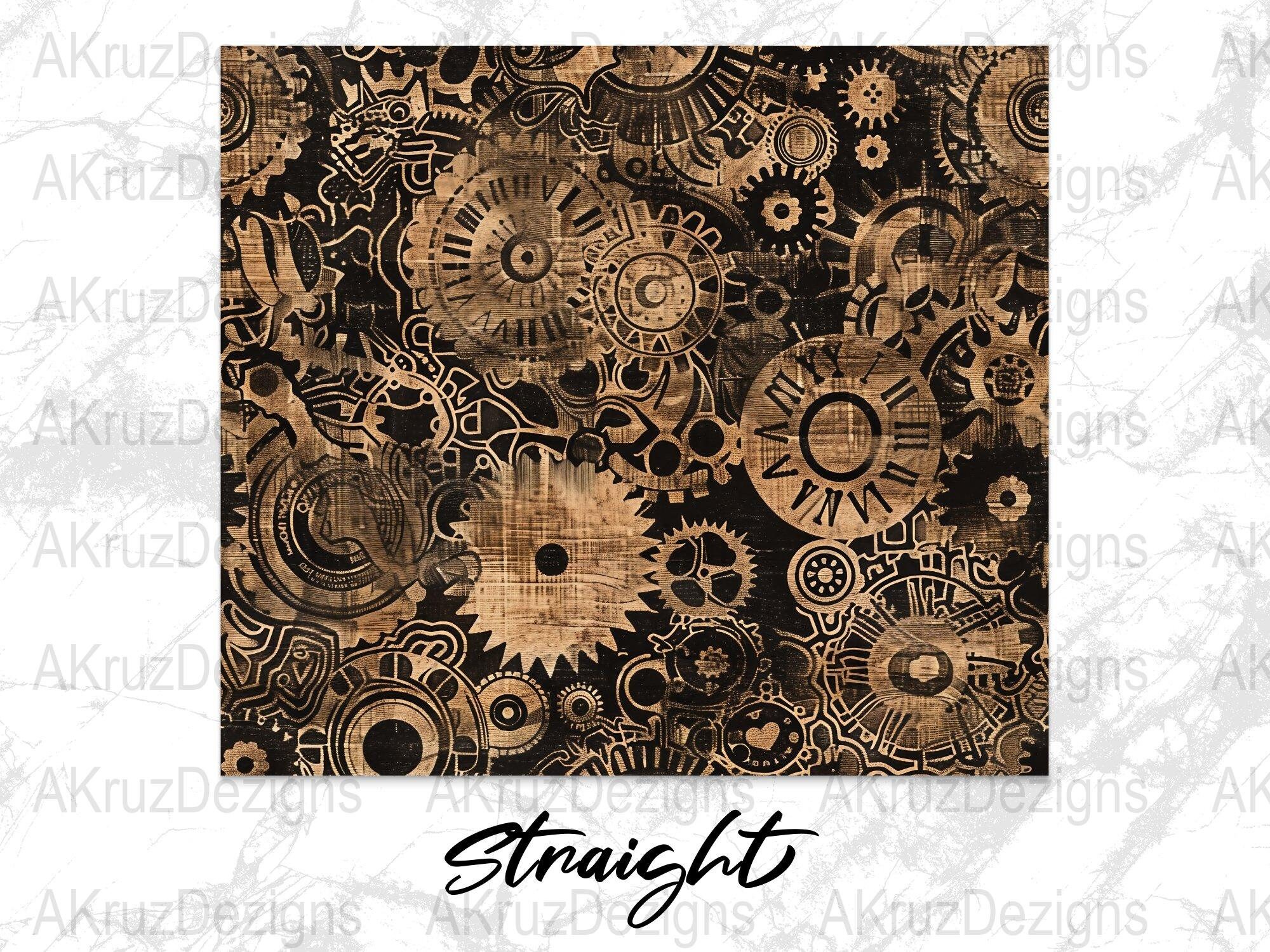 Steampunk Gear Tumbler Wraps, 20oz Skinny Tumbler Sublimation Designs ...