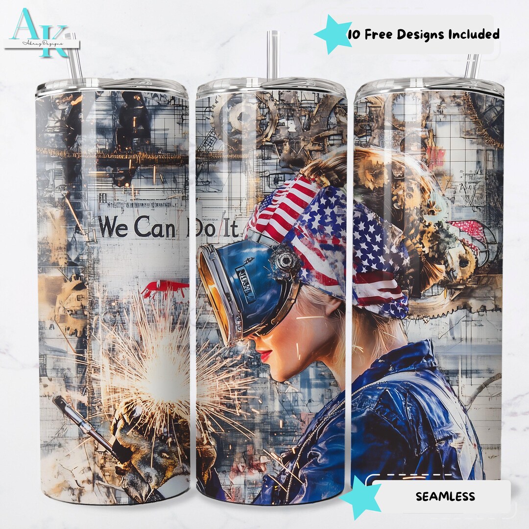 Vintage Welding Art, American Flag Welding Design, 20oz Skinny Tumbler ...