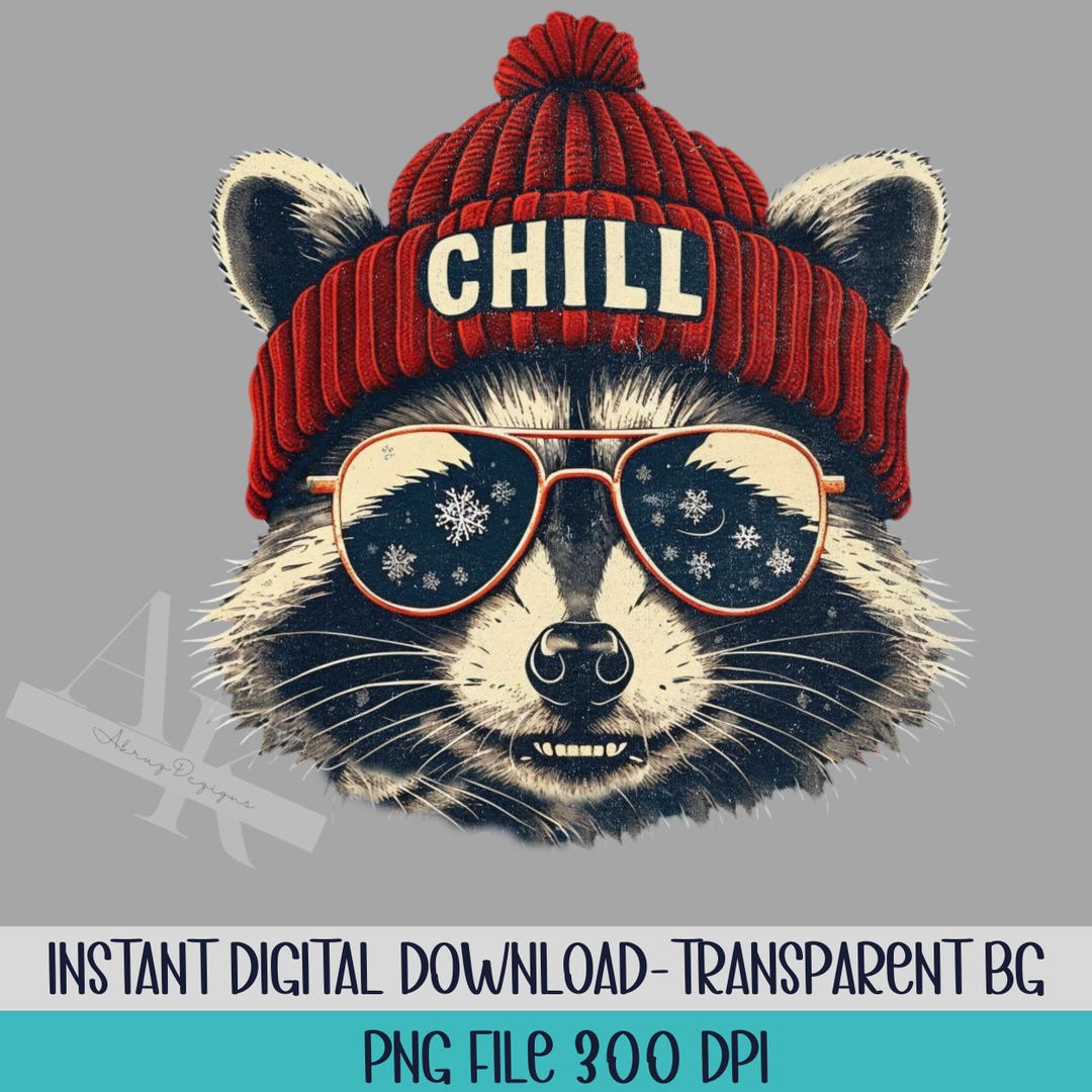 Funny Retro Raccoon Design PNG - Chill Raccoon Sublimation Image for T ...