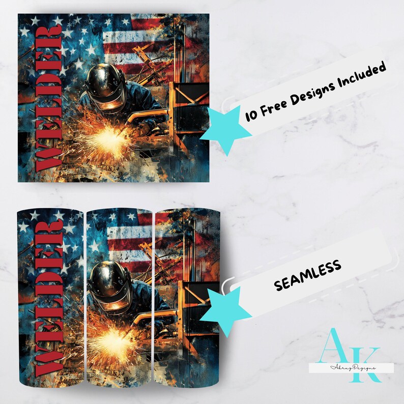 American Flag Welding Sublimation Tumbler PNG, 20oz Digital Download ...