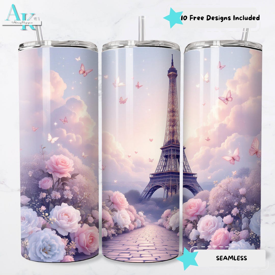 Eiffel Tower PNG, Paris Digital Wrap, Romantic Tumbler Wrap, French ...