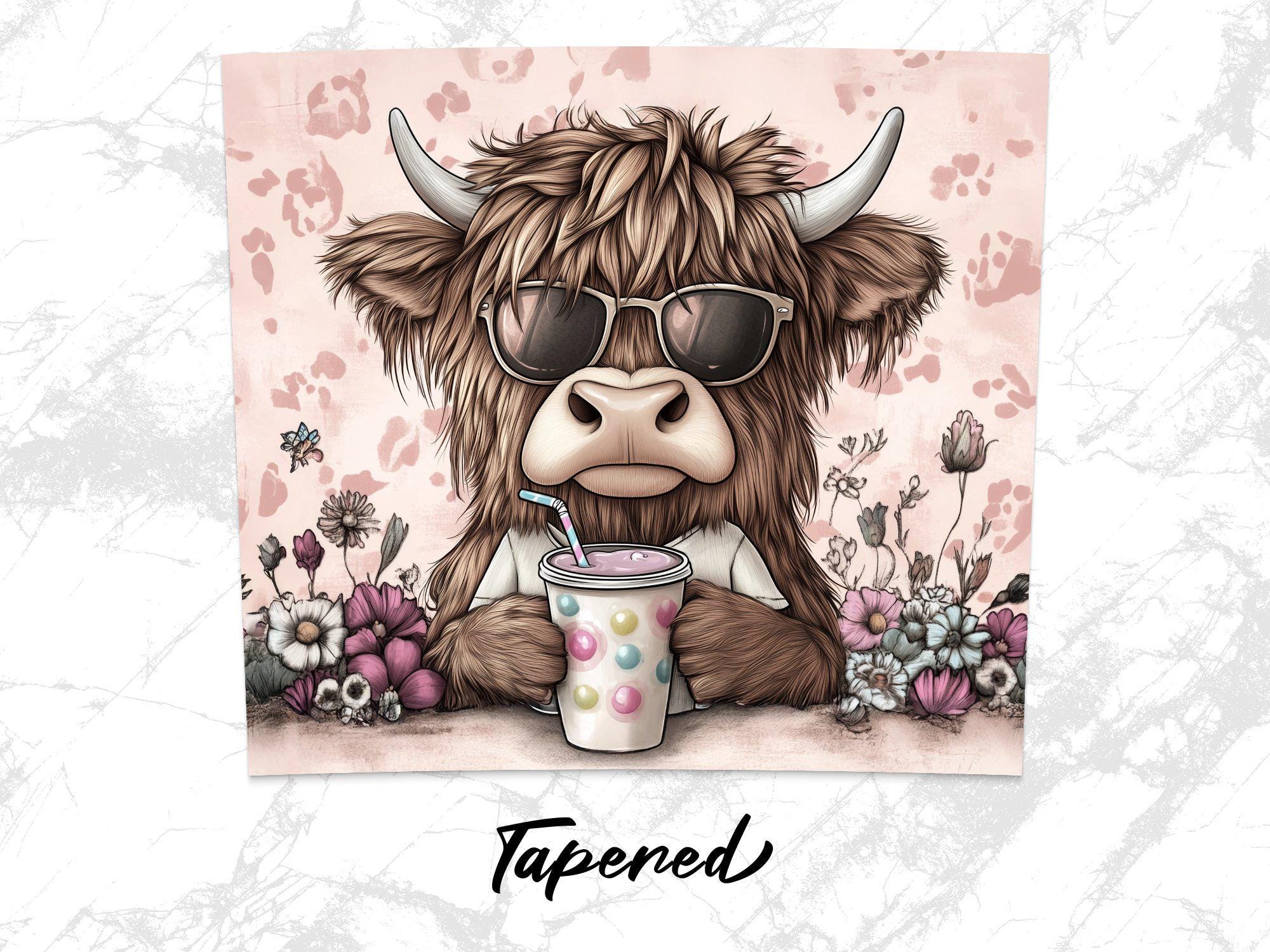 Cute Highland Cow Bobo Tea Tumbler Design, 20oz Digital Sublimation PNG ...