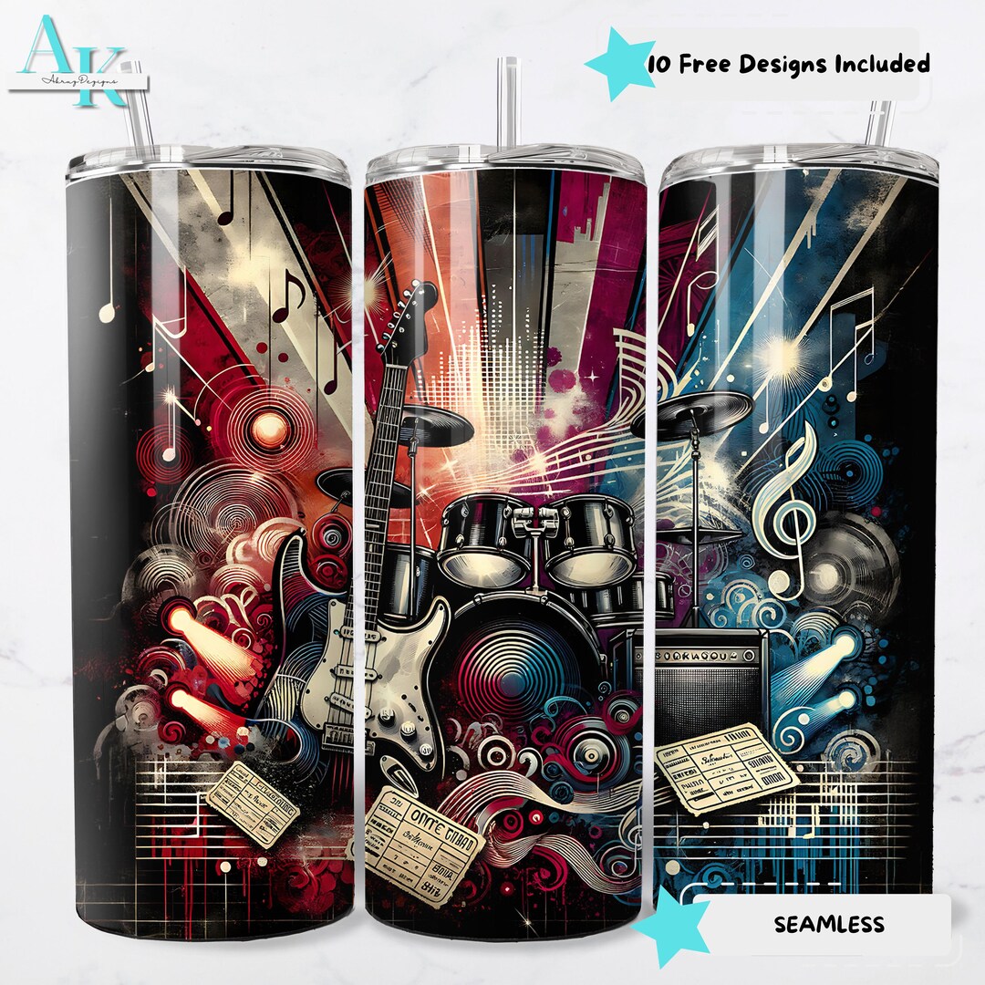 Music Band 20oz Sublimation Tumbler Wrap, Rock Band Tumbler Design ...