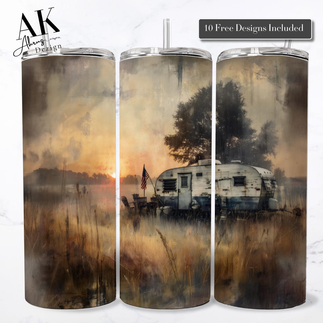 Camper Americana Scene| Digital Download | Sublimation PNG | 20oz ...