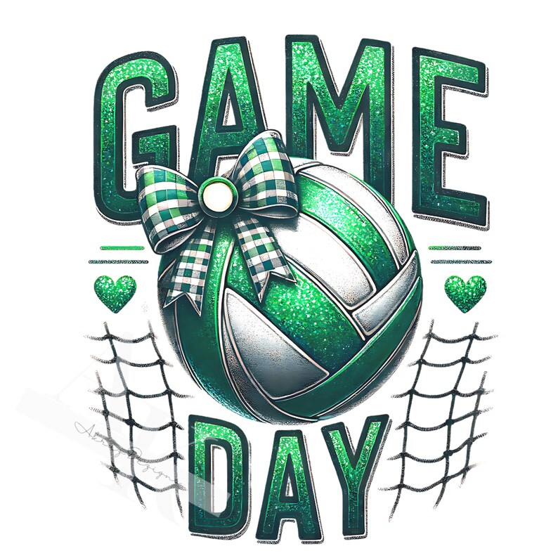 Volleyball Game Day PNG, Coquette Volleyball Glitter Png, Volleyball ...