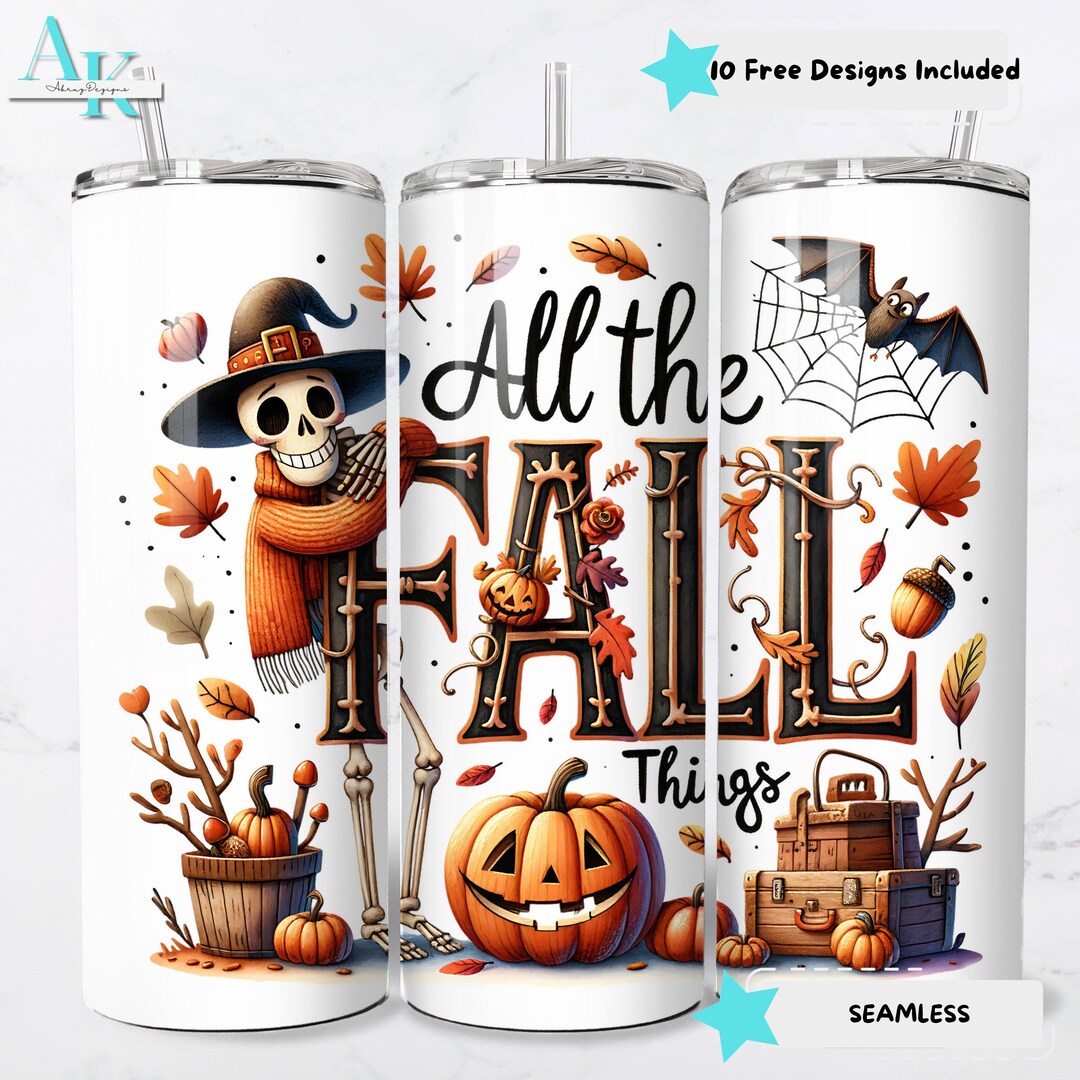 All the Fall Things 20oz Tumbler Wrap,spooky Halloween Designs, Cozy ...