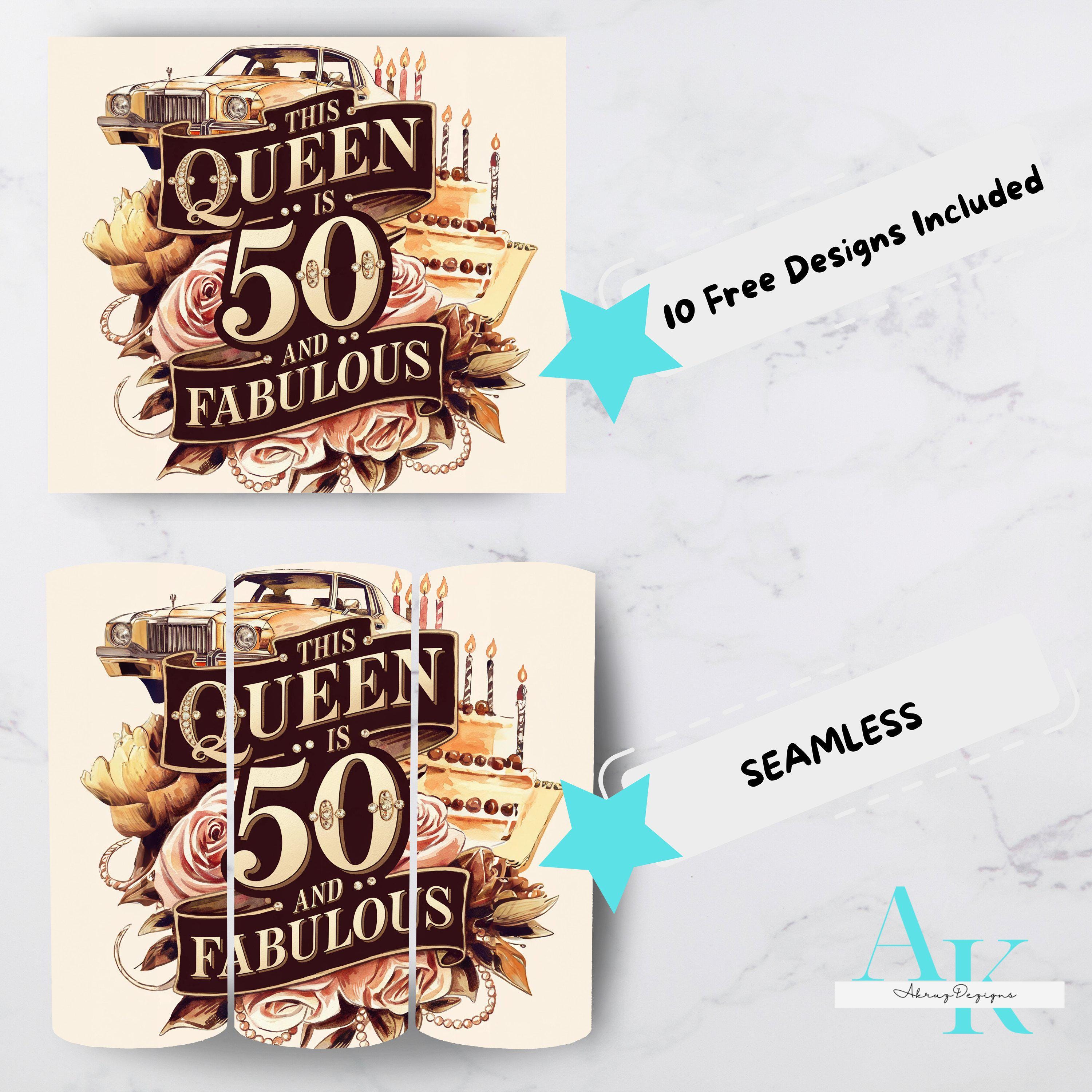 Fifty and Fabulous Tumbler PNG, 50th Birthday Tumbler Wrap, Vintage ...