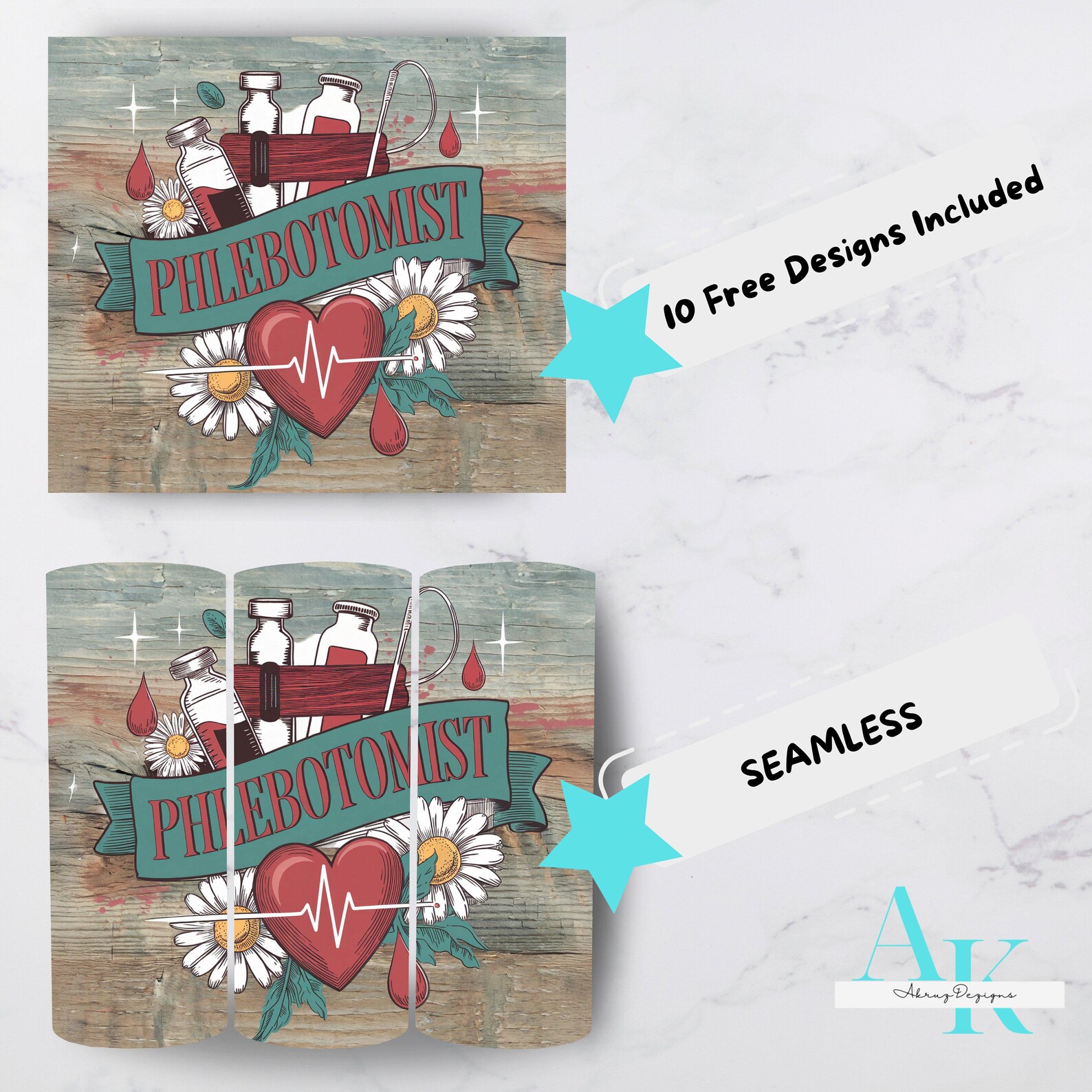 Phlebotomist 20oz Tumbler Wrap PNG Digital Sublimation Design ...