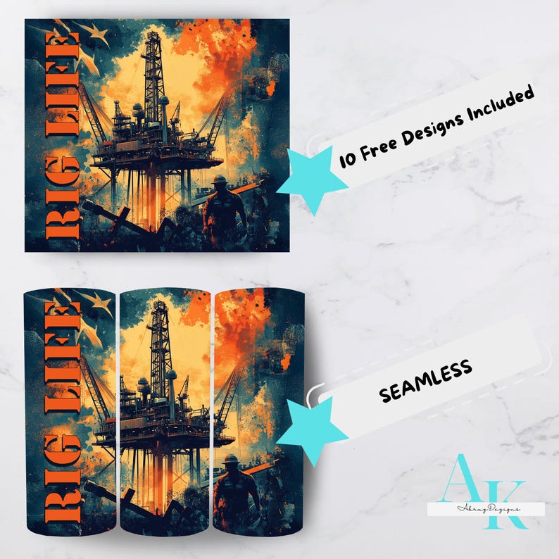 Rig Life Tumbler Wrap, 20oz Oil Rig Sublimation Tumbler PNG, Digital ...
