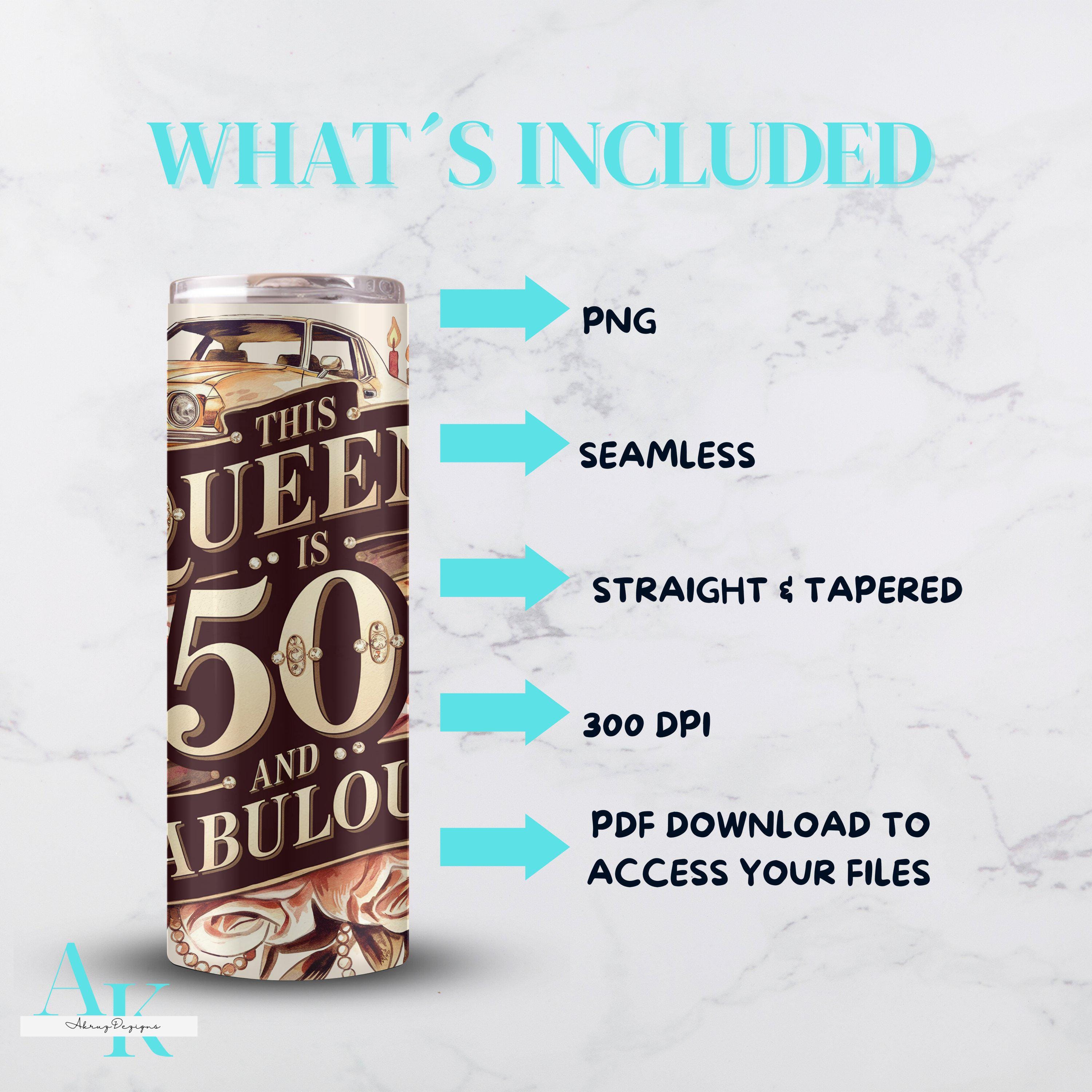 Fifty and Fabulous Tumbler PNG, 50th Birthday Tumbler Wrap, Vintage ...